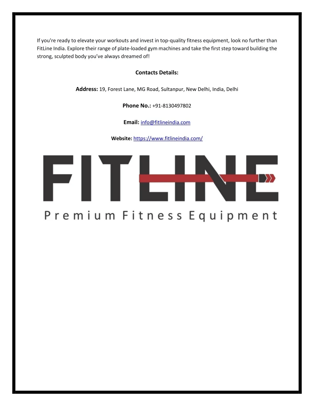 PPT - Sculpt Your Dream Physique with FitLine India’s Gym Machines ...