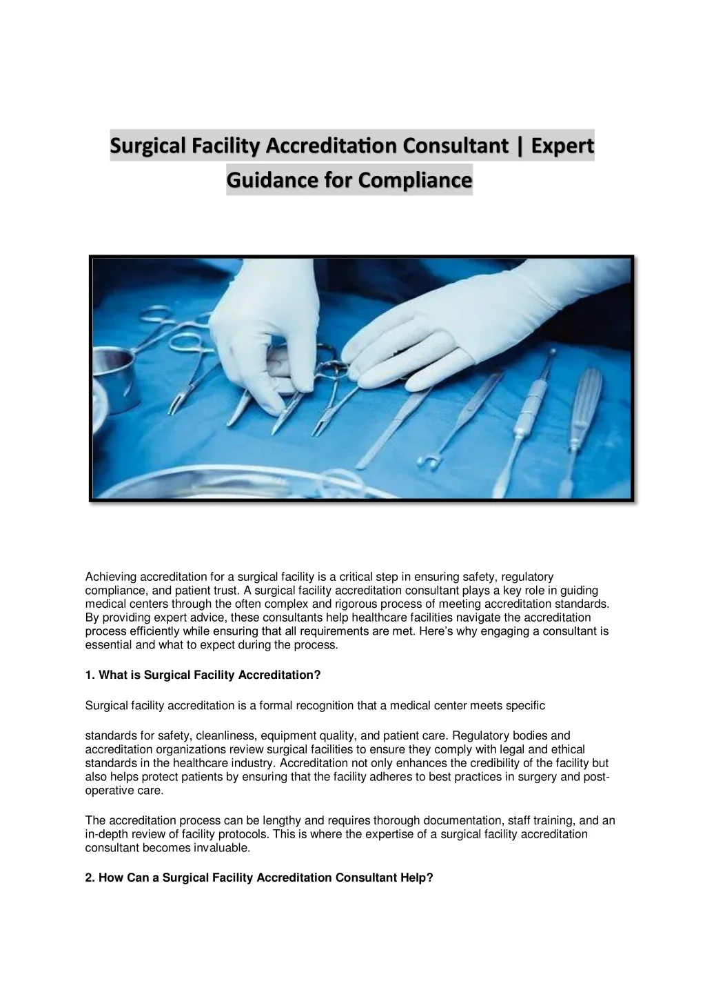 PPT - Surgical Facility Accreditation Consultant Expert Guidance for ...
