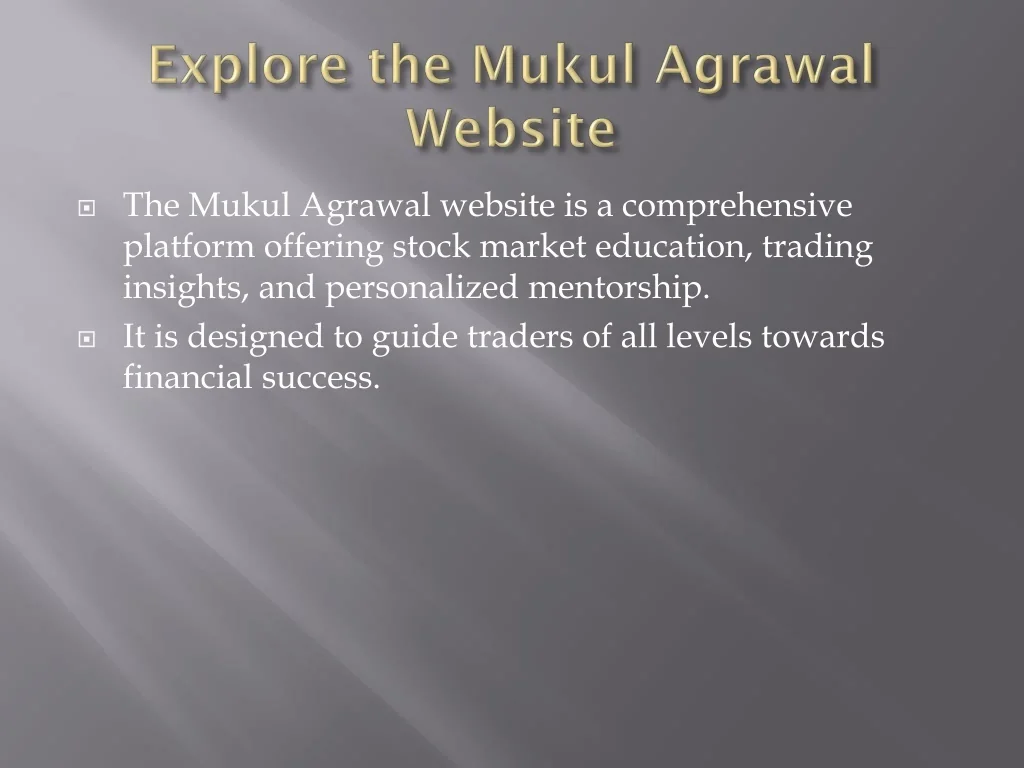 PPT - Exploring Financial Freedom with Mukul Agrawal: A Stock Market ...