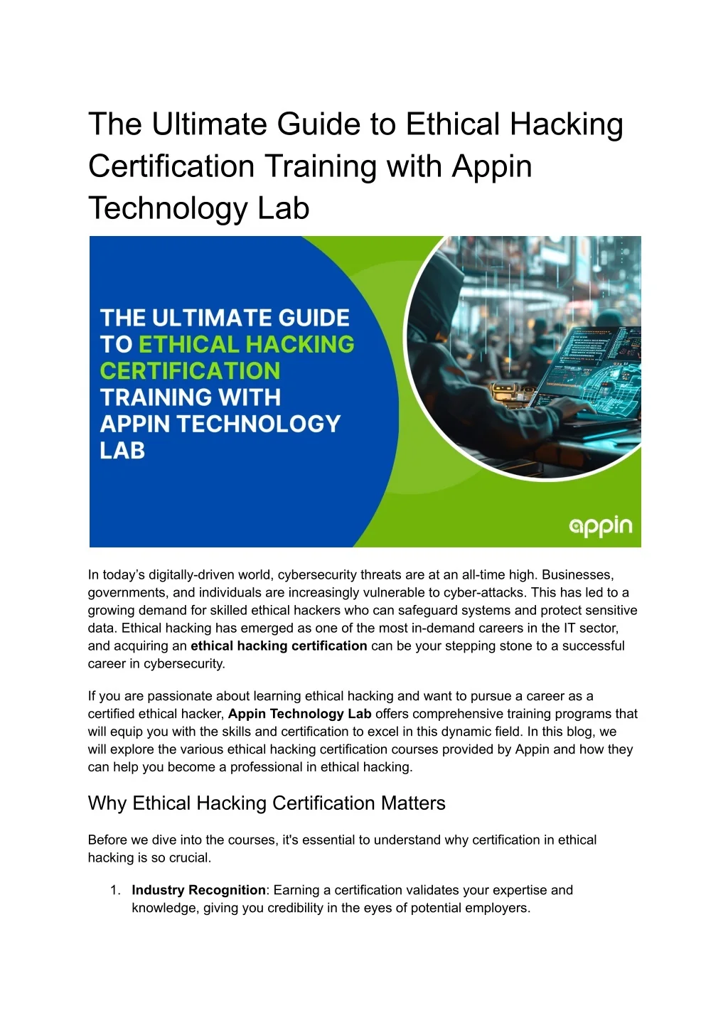 PPT - The Ultimate Guide to Ethical Hacking Certification Training with Appin Technology Lab ...