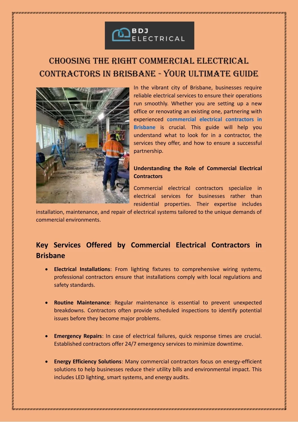 PPT - Choosing the Right Commercial Electrical Contractors in Brisbane ...