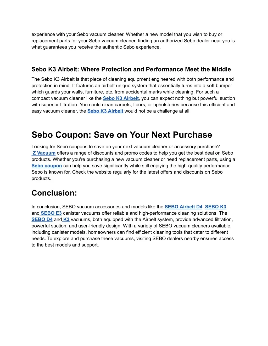 PPT - Complete Guide to SEBO Vacuum Cleaners and Accessories_ D4, K3 ...