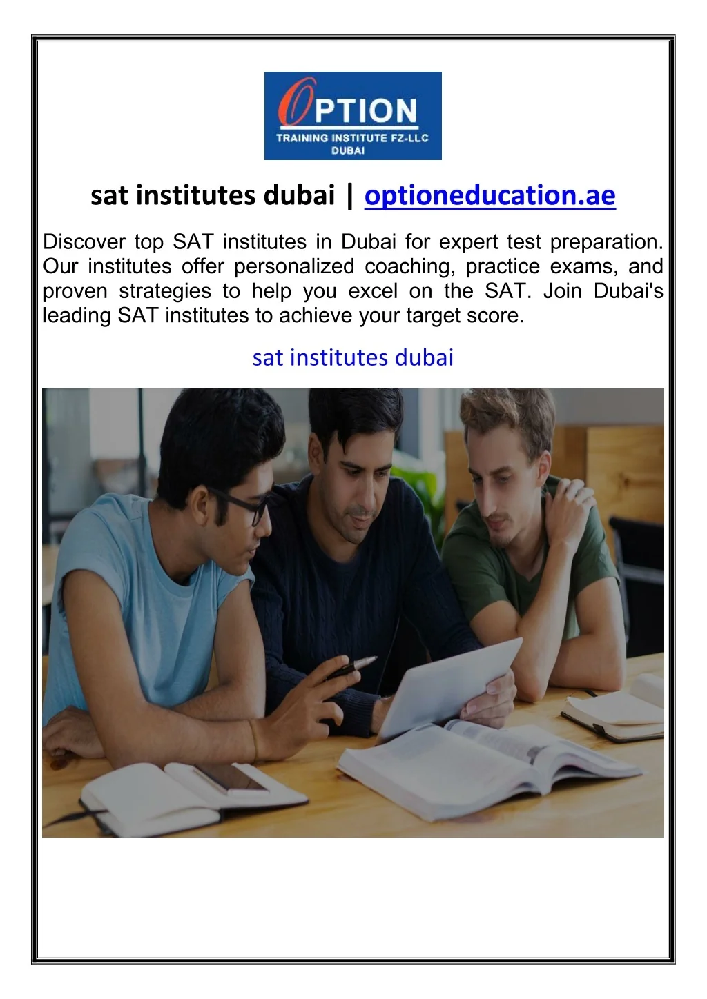 PPT - sat institutes dubai optioneducation.ae PowerPoint Presentation ...