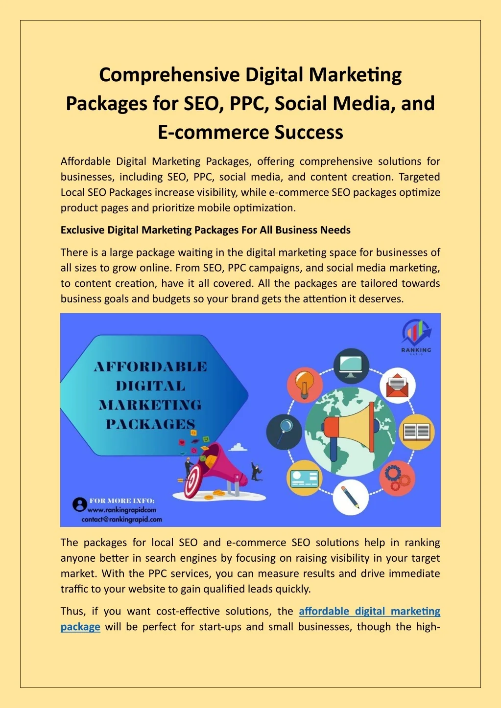 PPT - Comprehensive Digital Marketing Packages for SEO, PPC, Social Media, and E-commerce ...