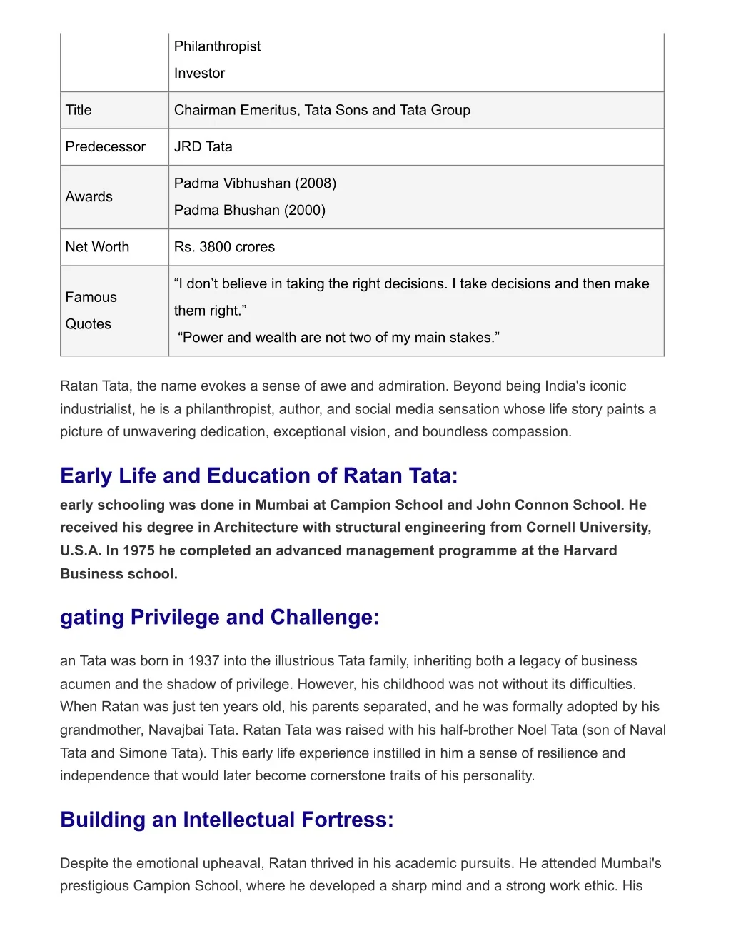 PPT - Biography of ratan tata with awards & achievement journey net ...