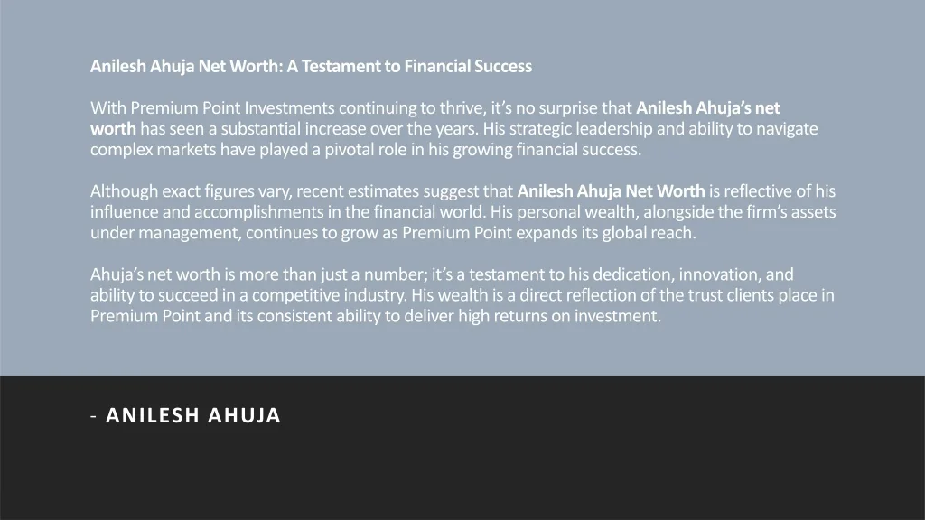 PPT - Anilesh Ahuja Rise in Global Finance: Unveiling His Latest News ...