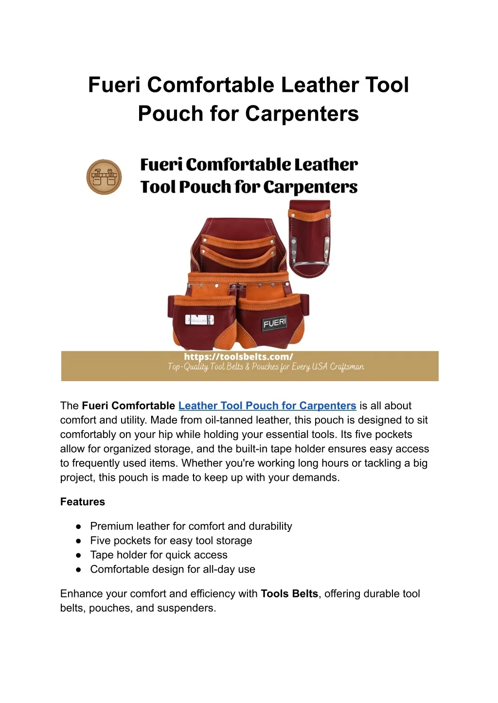 PPT - Fueri Comfortable Leather Tool Pouch for Carpenters PowerPoint ...