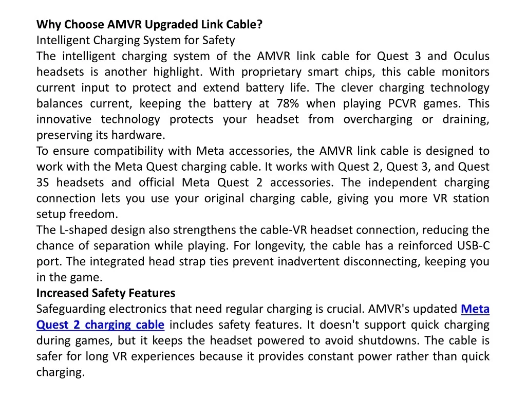 PPT - AMVR Upgraded Link Cable: The Ultimate VR Gaming Link Cable ...