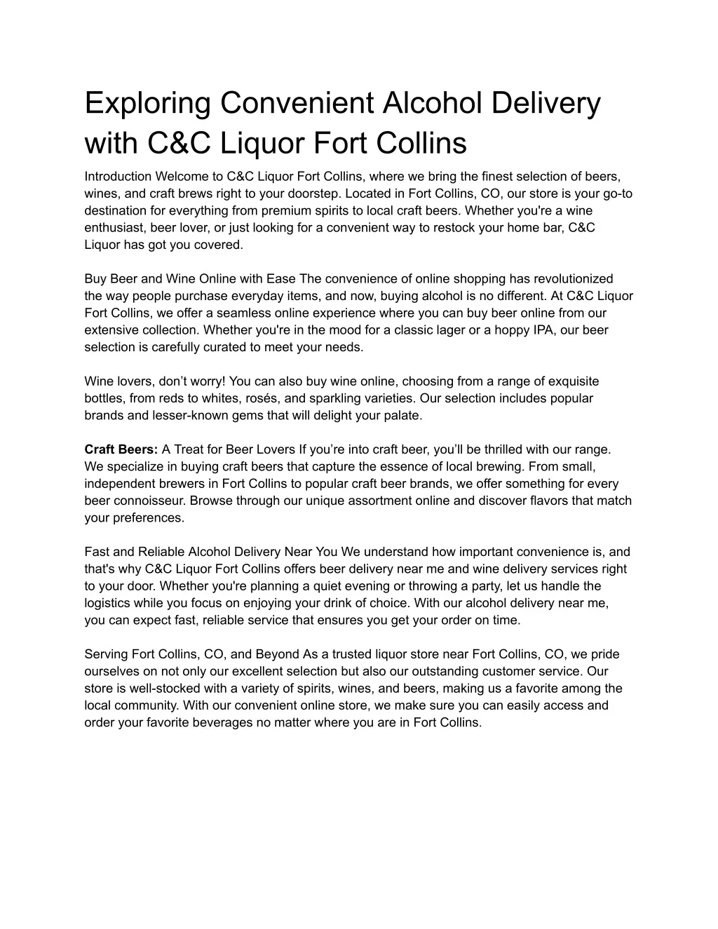 PPT - Buy Beer and Wine Online | C&C Liquor Fort Collins Delivery ...