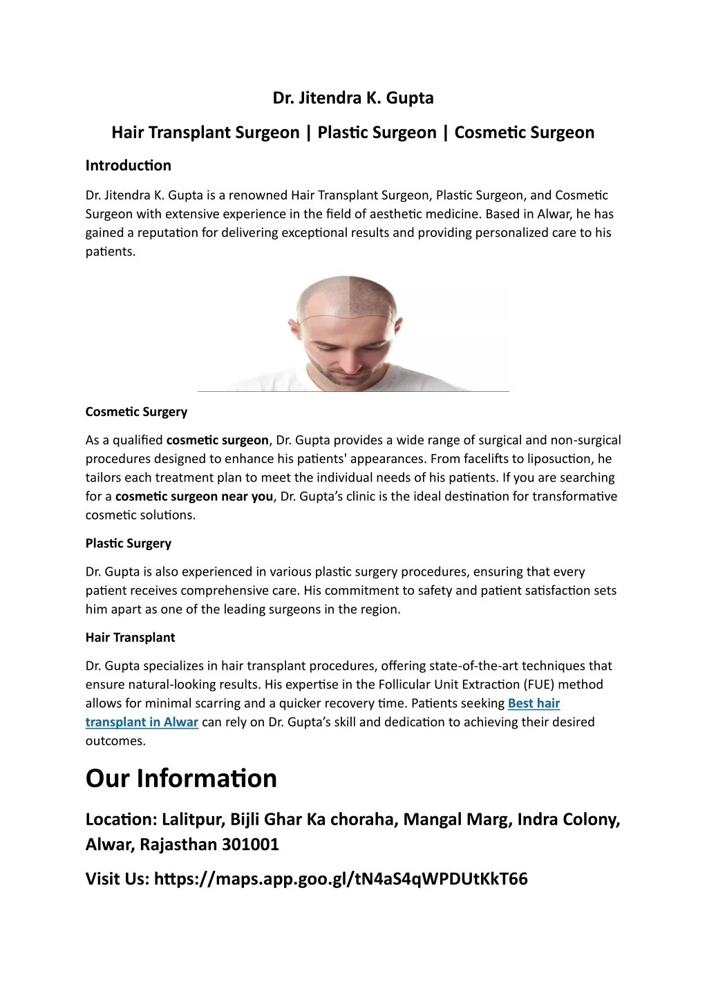 PPT - Dr. Jitendra K. Gupta: Specialist in Hair Transplant, Plastic ...