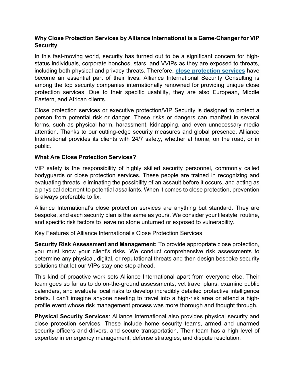 PPT - Why Close Protection Services by Alliance International are a ...