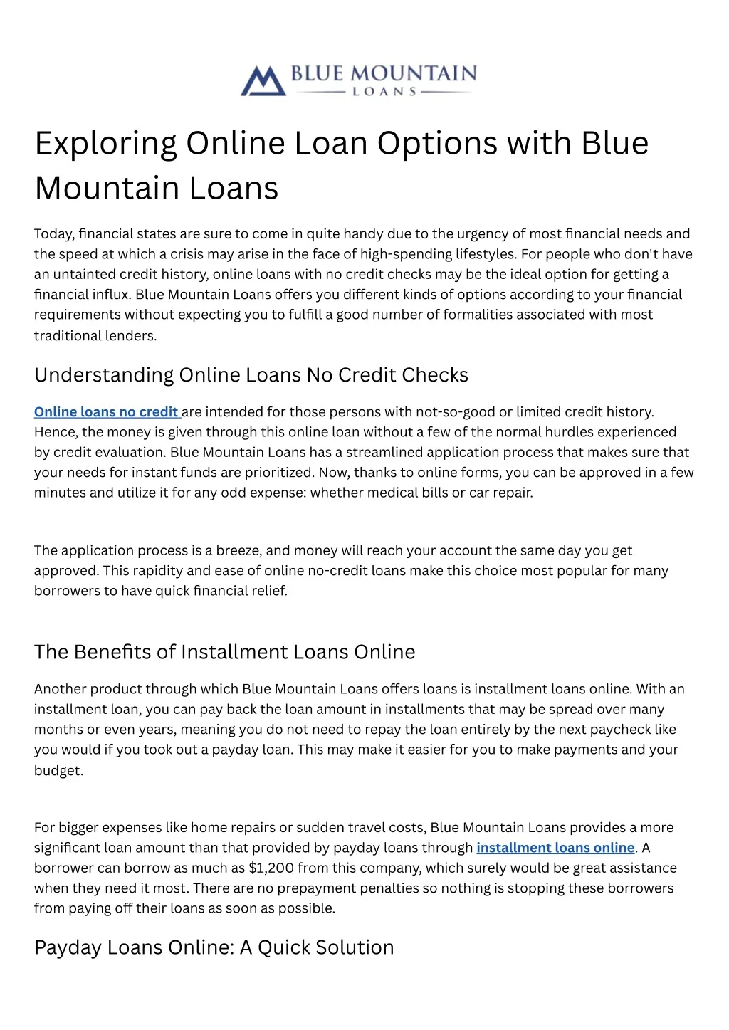 PPT - Exploring Online Loan Options with Blue Mountain Loans PowerPoint ...