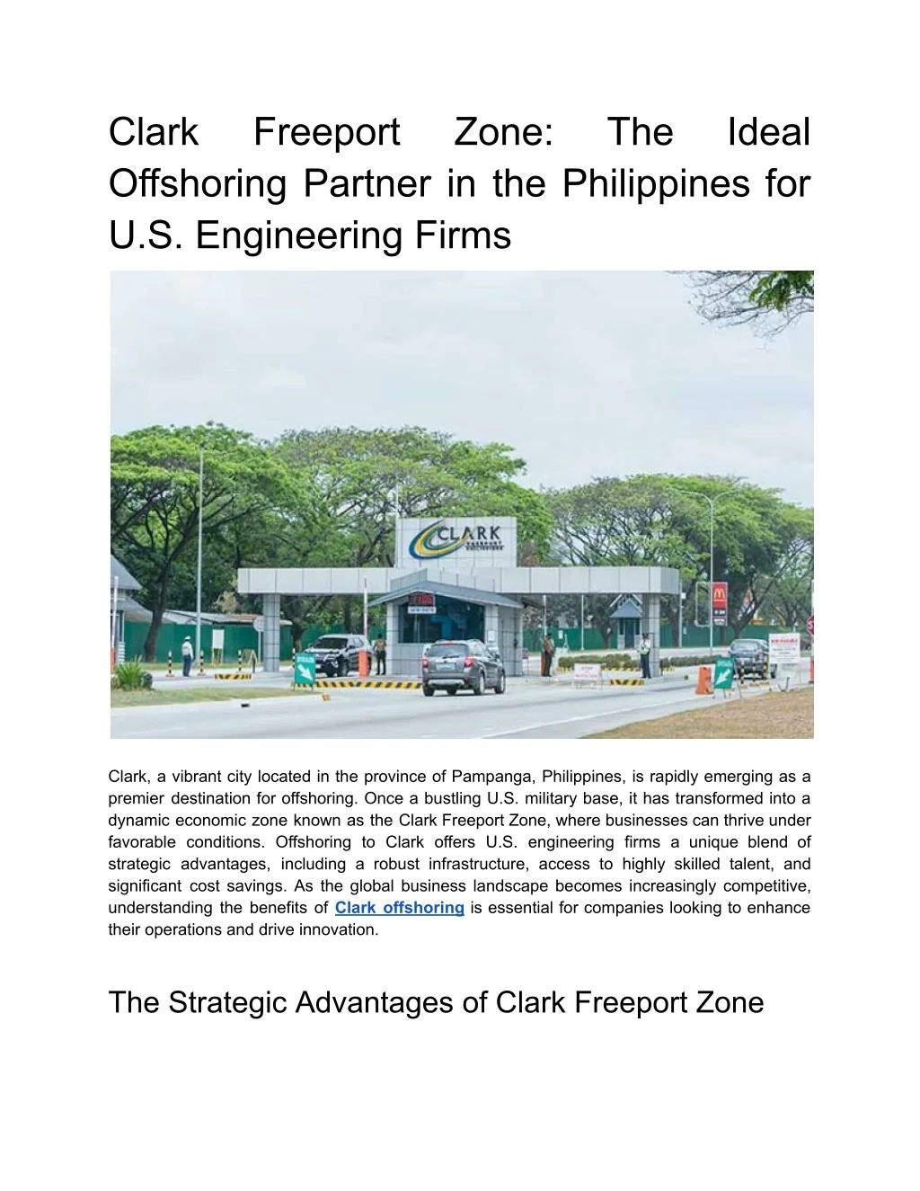 PPT - Clark Freeport Zone: The Ideal Offshoring Partner in the ...
