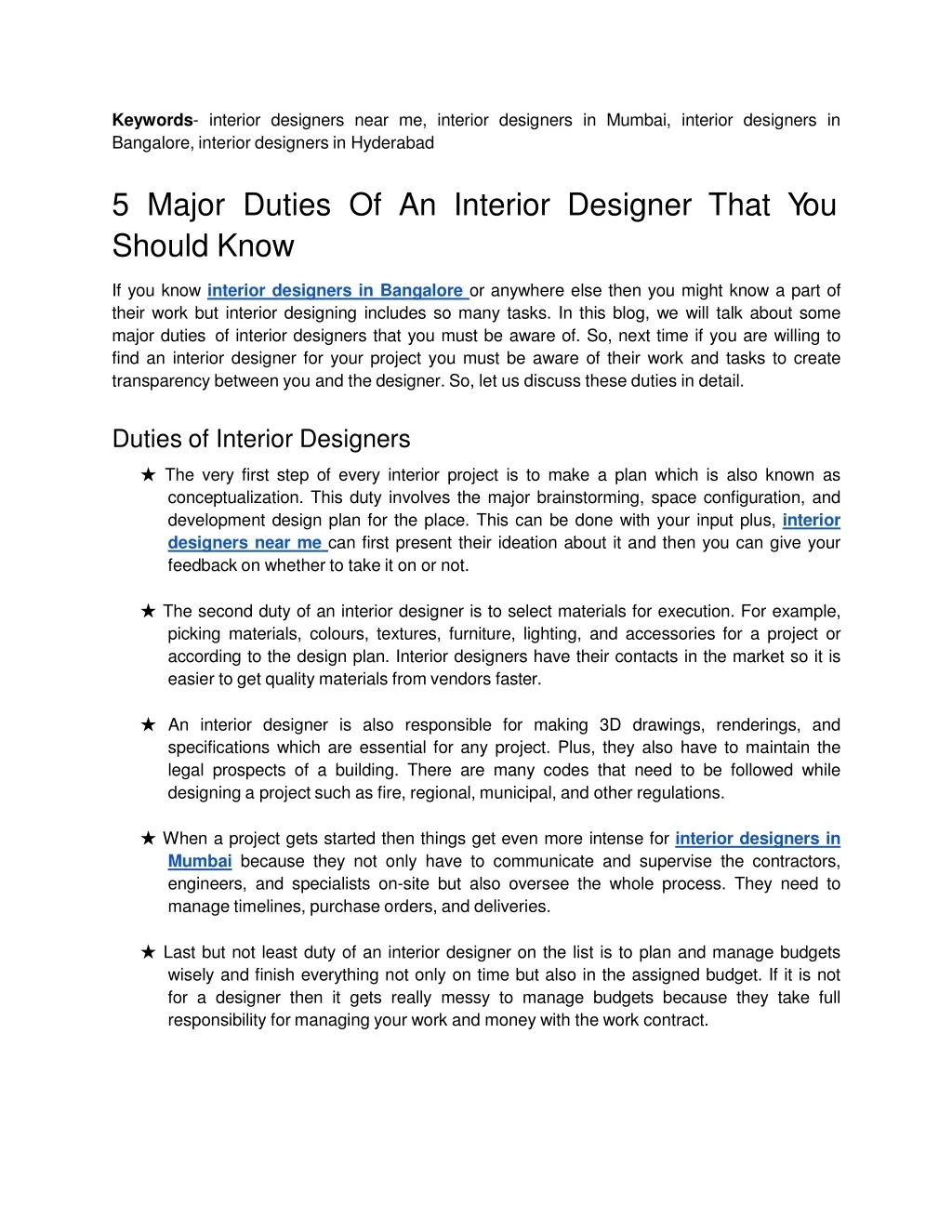 PPT - 5 Major Duties Of An Interior Designer That You Should Know ...