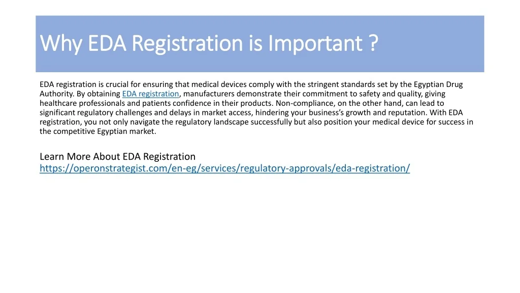 PPT - EDA Registration for Medical Devices PowerPoint Presentation, free download - ID:13652728