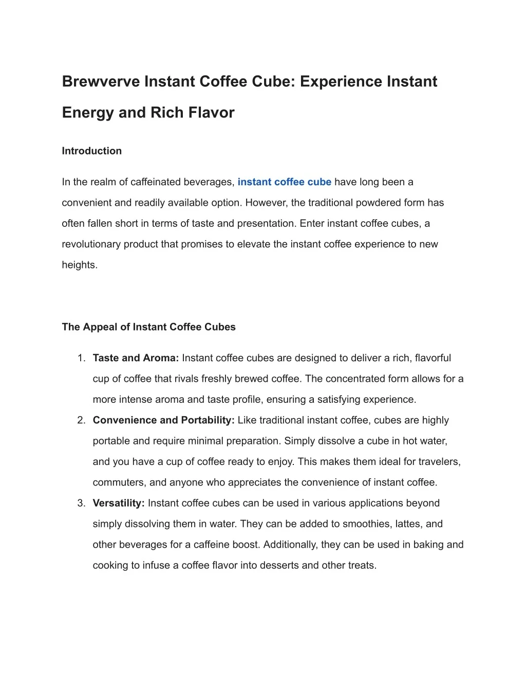 PPT - Instant Coffee cube - Brewverve Buy coffee Any Time Any Were ...