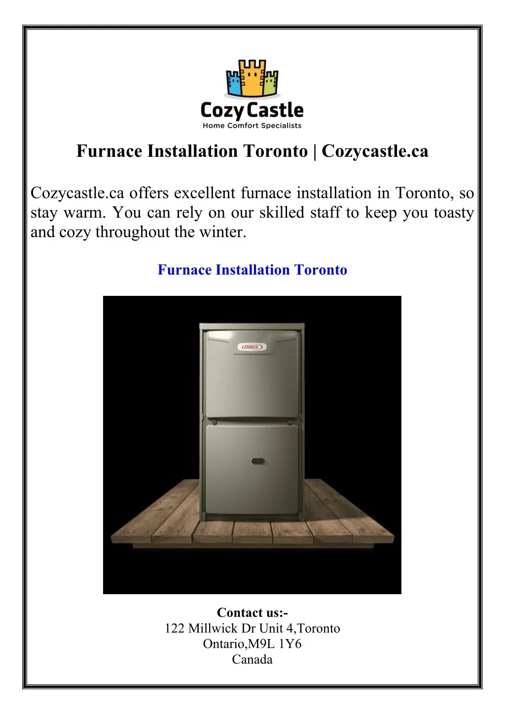 PPT - Furnace Installation Toronto Cozycastle.ca PowerPoint ...