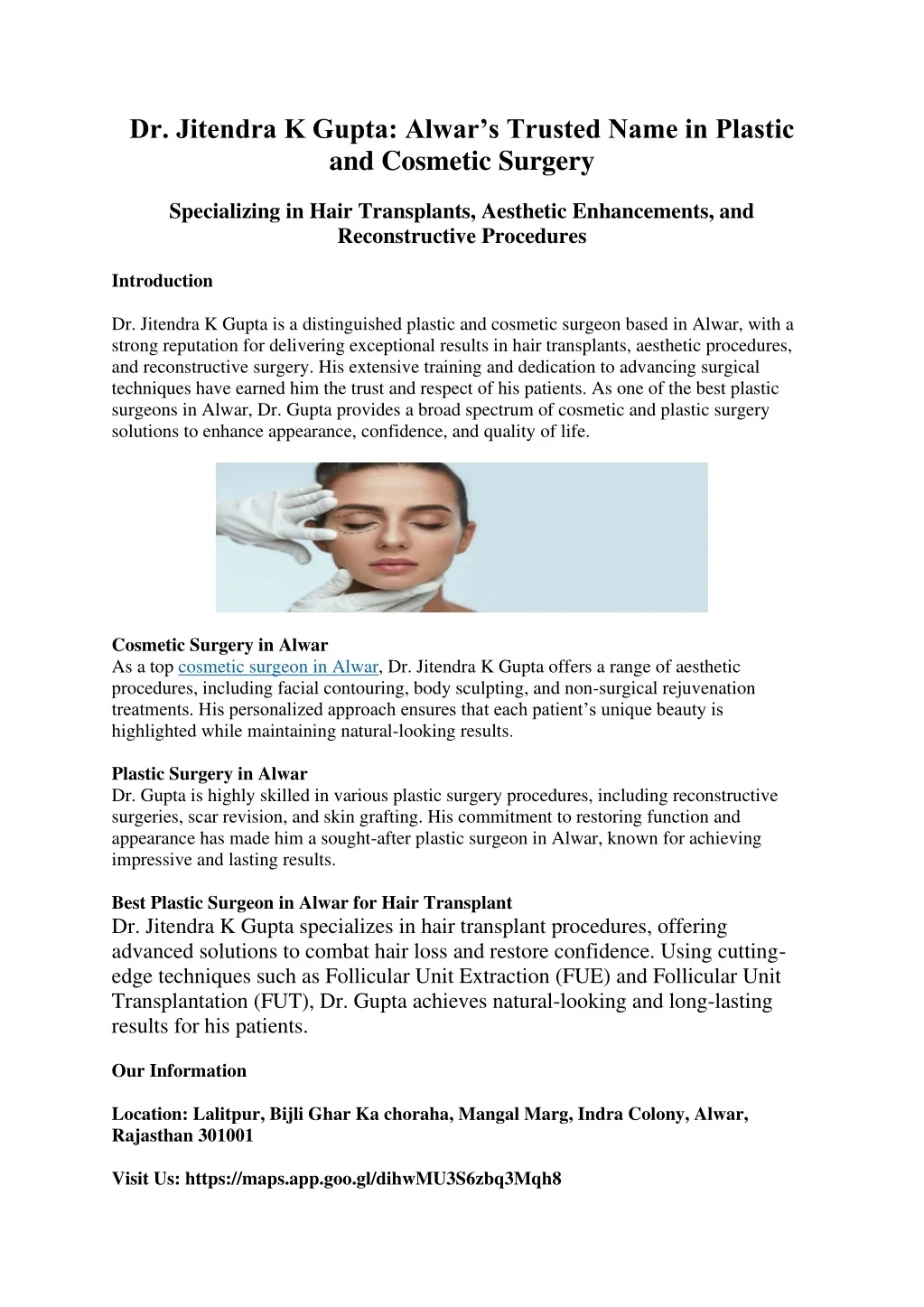 PPT - Dr. Jitendra K Gupta: Excellence in Hair Transplant and Plastic ...