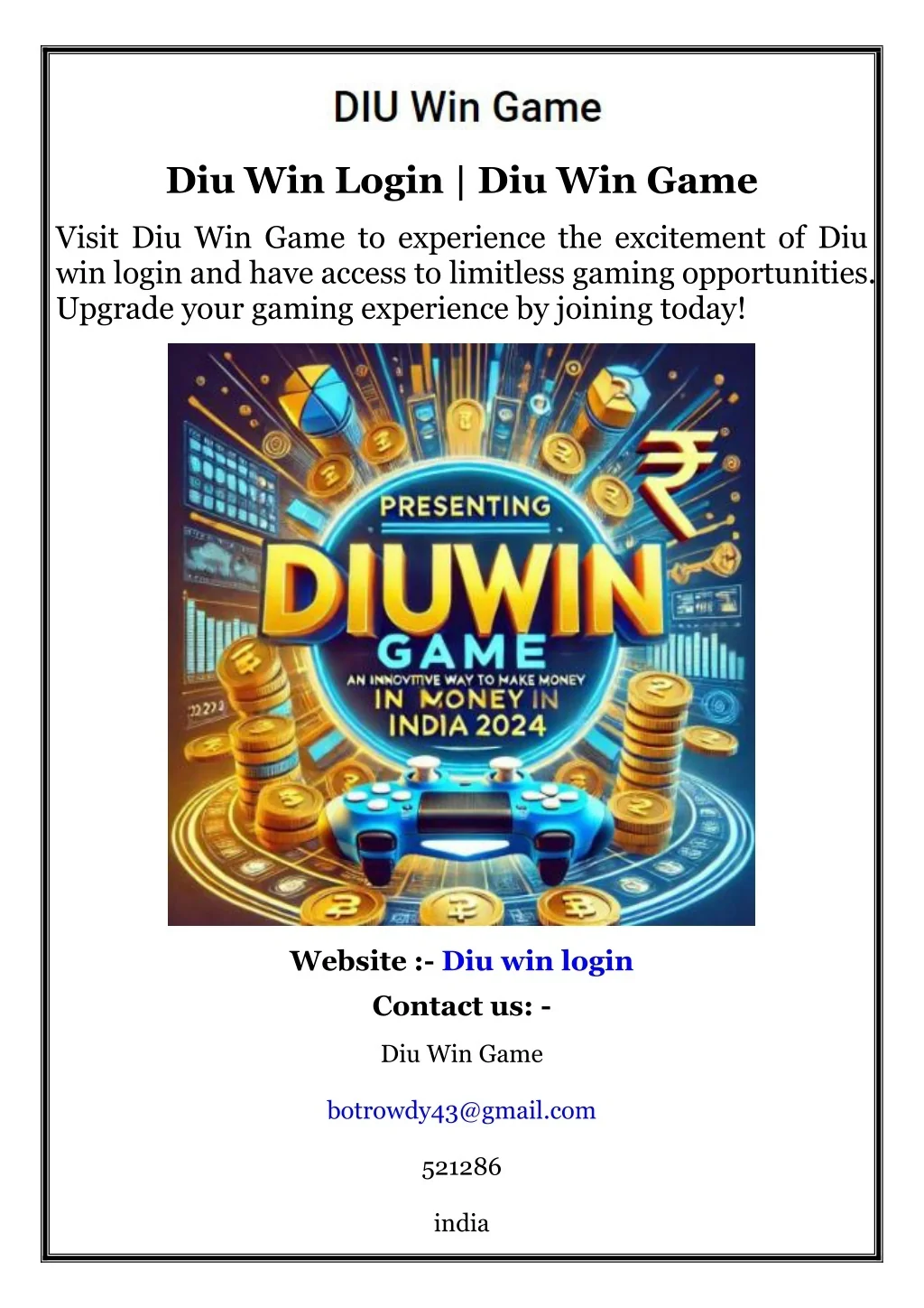 PPT - Diu Win Login Diu Win Game PowerPoint Presentation, free download ...