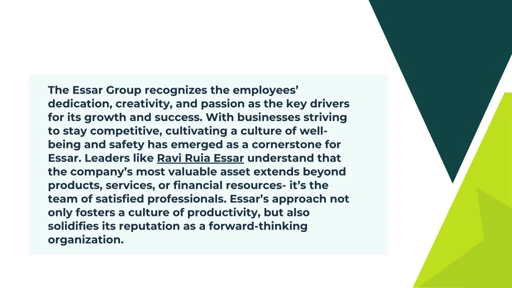 PPT - Empowering Our People The Cornerstone of Essar’s Success ...