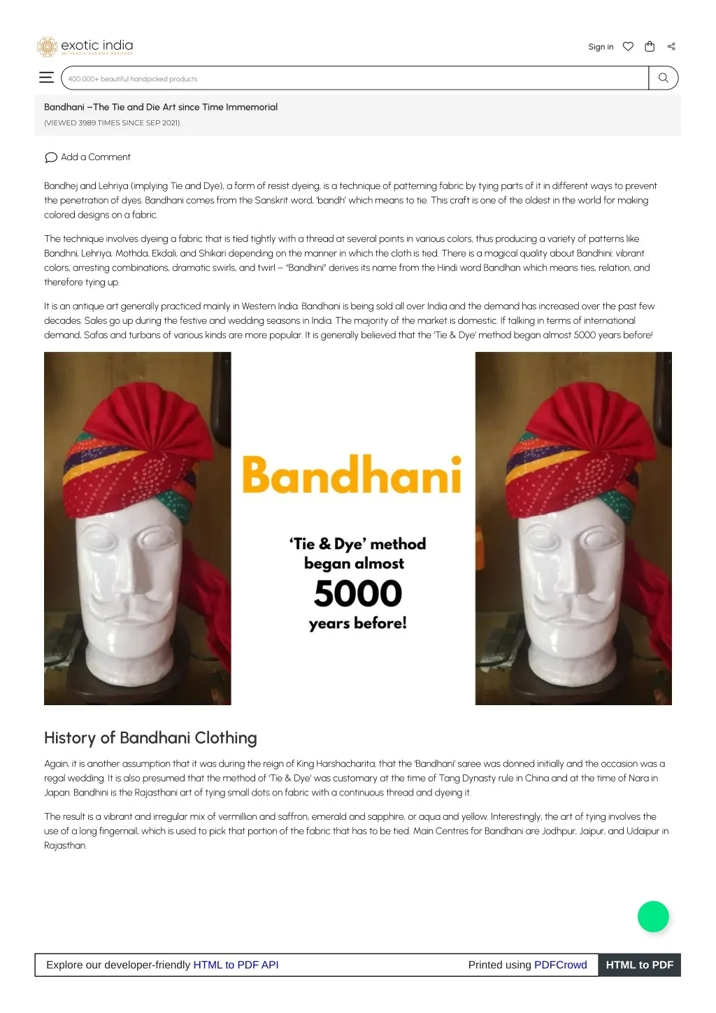 PPT - Bandhani –The Tie and Die Art since Time Immemorial PowerPoint ...