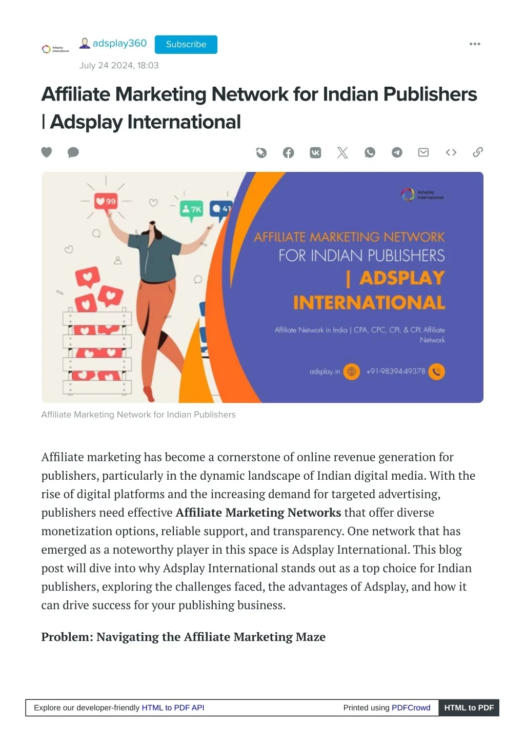 PPT - Affiliate Marketing Network for Indian Publishers Adsplay ...