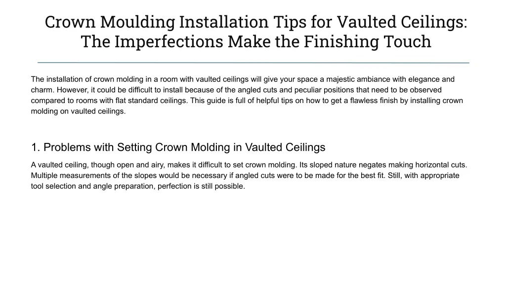 PPT - Crown Moulding Installation Tips for Vaulted Ceilings The ...