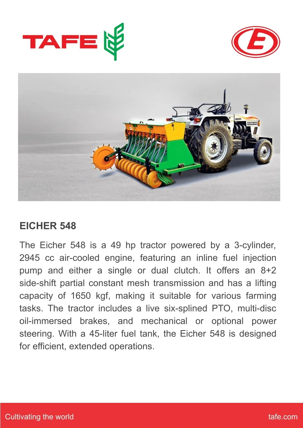 PPT - Best Eicher 548 Tractor India with Price - TAFE PowerPoint ...