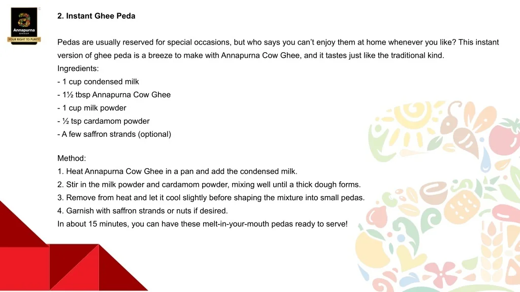 PPT - 5 Easy and Quick Desserts with Annapurna Cow Ghee for Diwali ...
