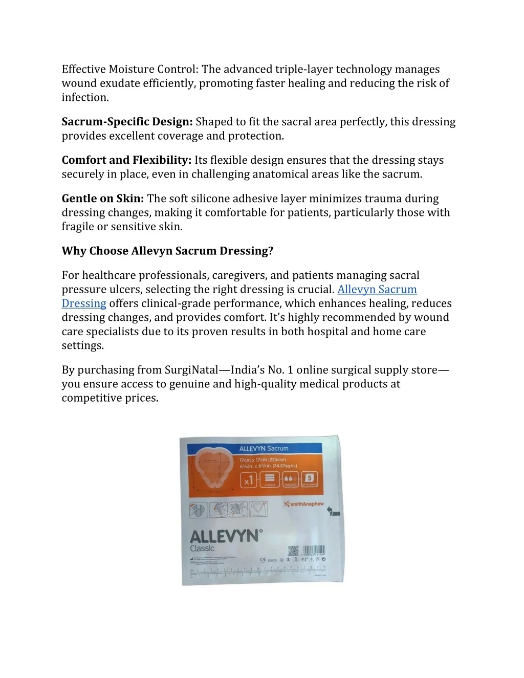 PPT - Allevyn Sacrum Dressing: Advanced Wound Care for Sacral Pressure ...