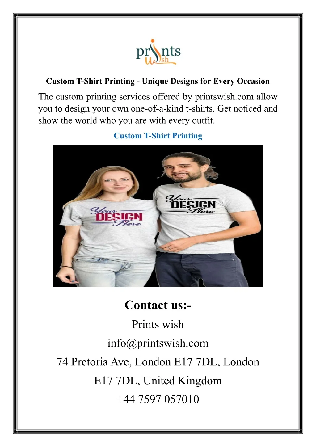 PPT - Custom T-Shirt Printing - Unique Designs for Every Occasion ...