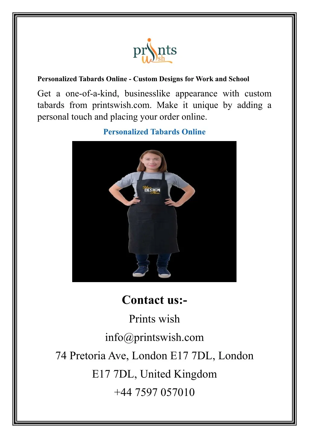 PPT - Personalized Tabards Online - Custom Designs for Work and School ...