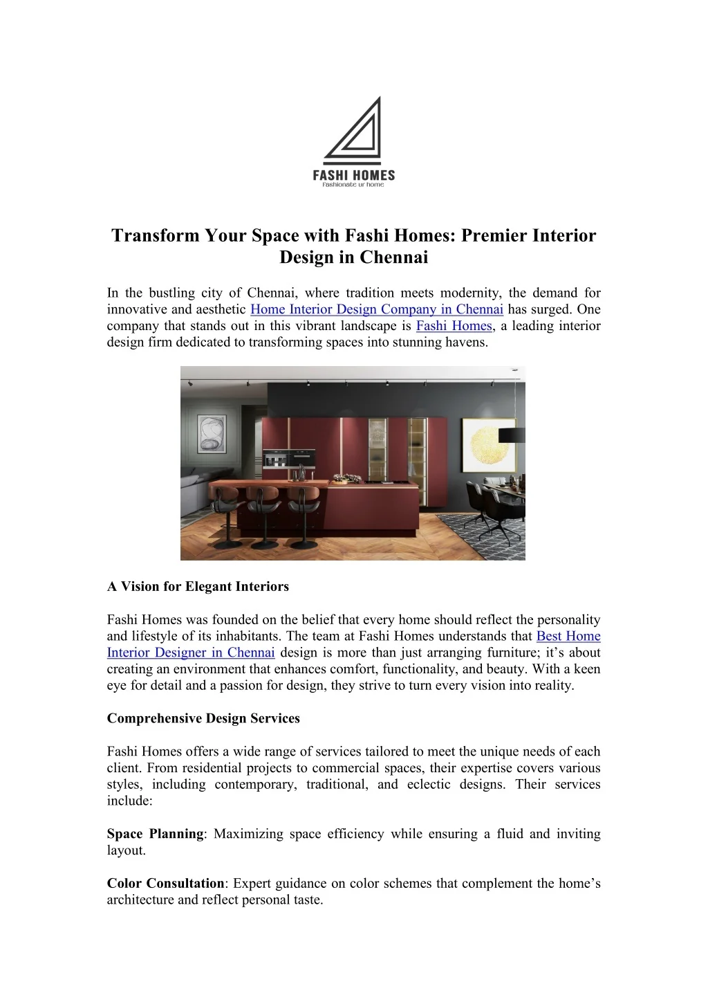 PPT - Top Home Interior Design Company in Chennai: Fashi Homes ...