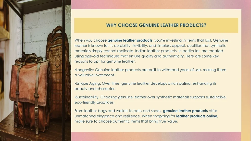 PPT - Unveil the Legacy of Leather Craft in India: Shop Genuine Leather ...