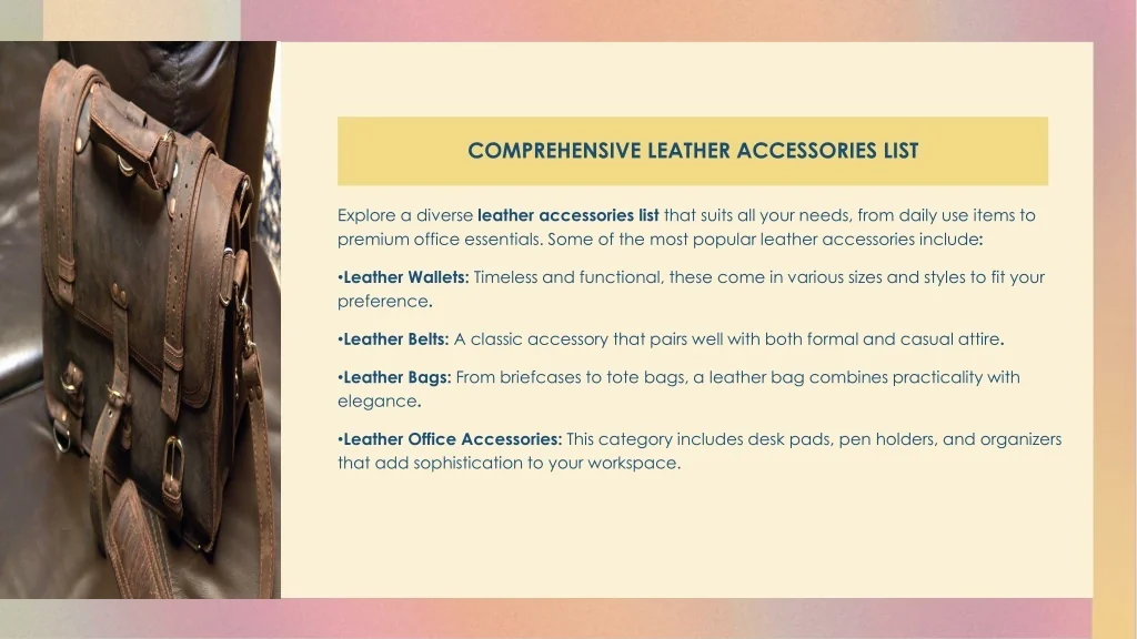 PPT - Ultimate Guide to Leather Accessories: Essential Office Items and ...